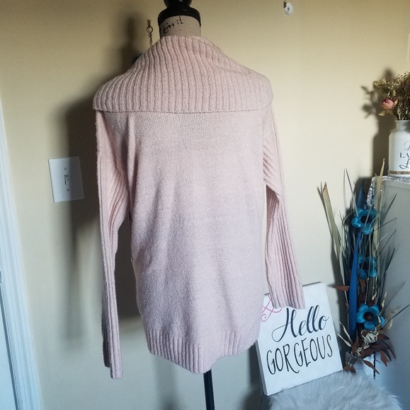 Absolutely Famous | Sweaters | Blush Pink Laceup Sweater Cowl Neck ...